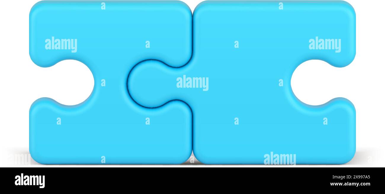Jigsaw piece assembling team connect relationship blue details join collaboration 3d icon ...