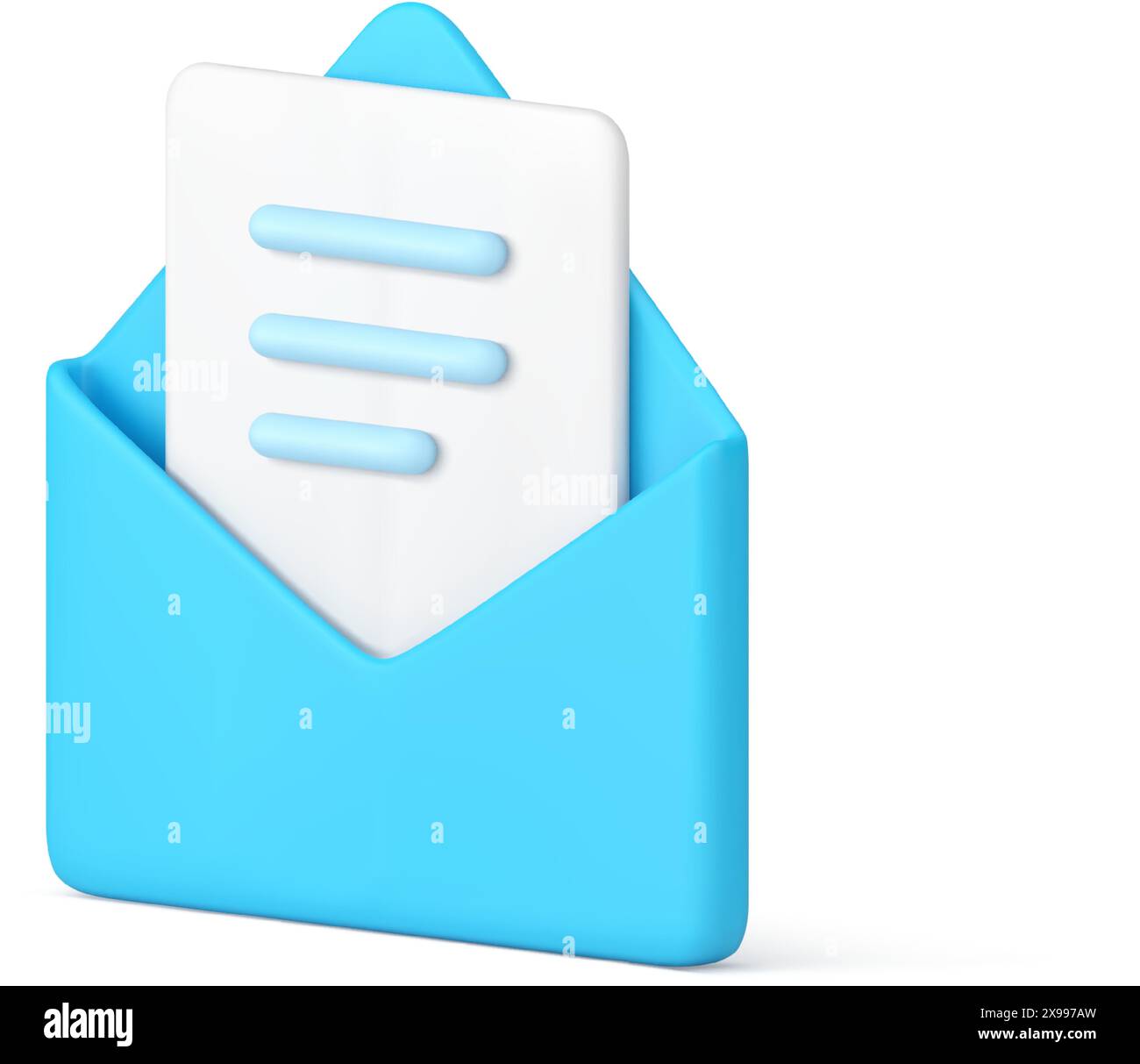 Paper letter in open blue envelope mail message correspondence delivery ...