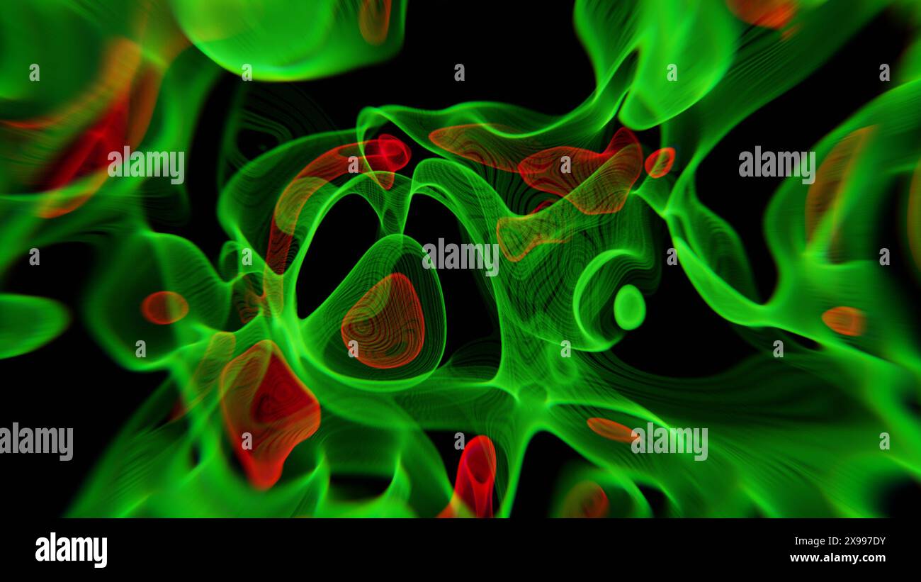 Neon Dance: Abstract Green and Red Light Waves Stock Photo - Alamy