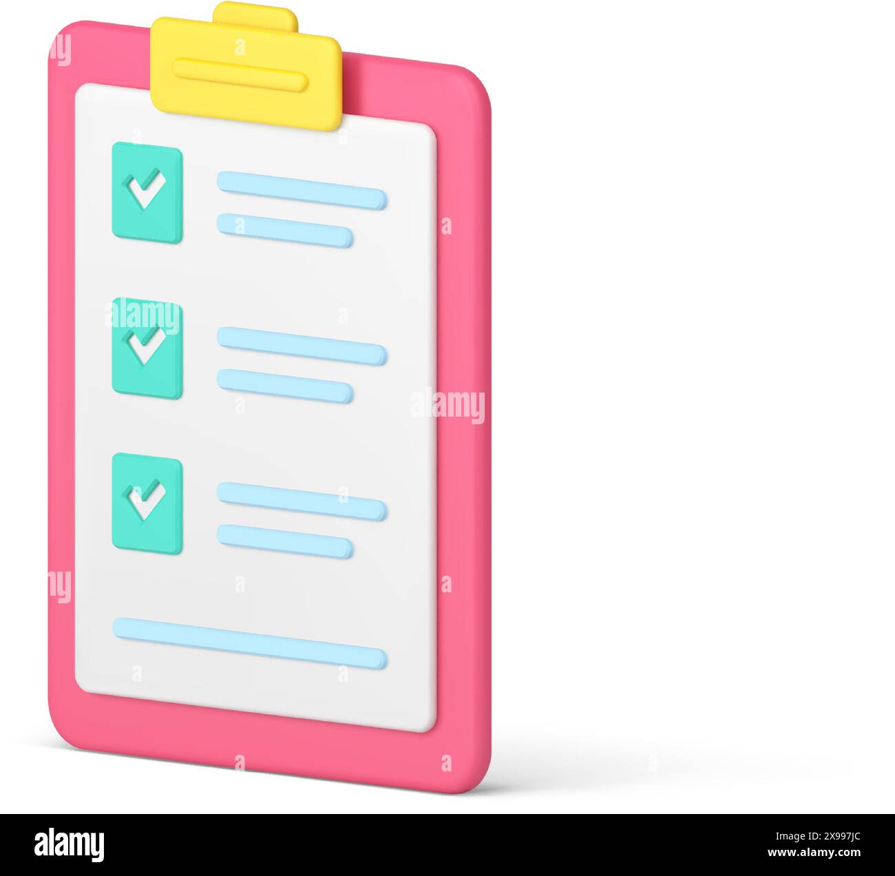 Checklist with clipboard fill form checkbox examining document 3d icon realistic vector ...