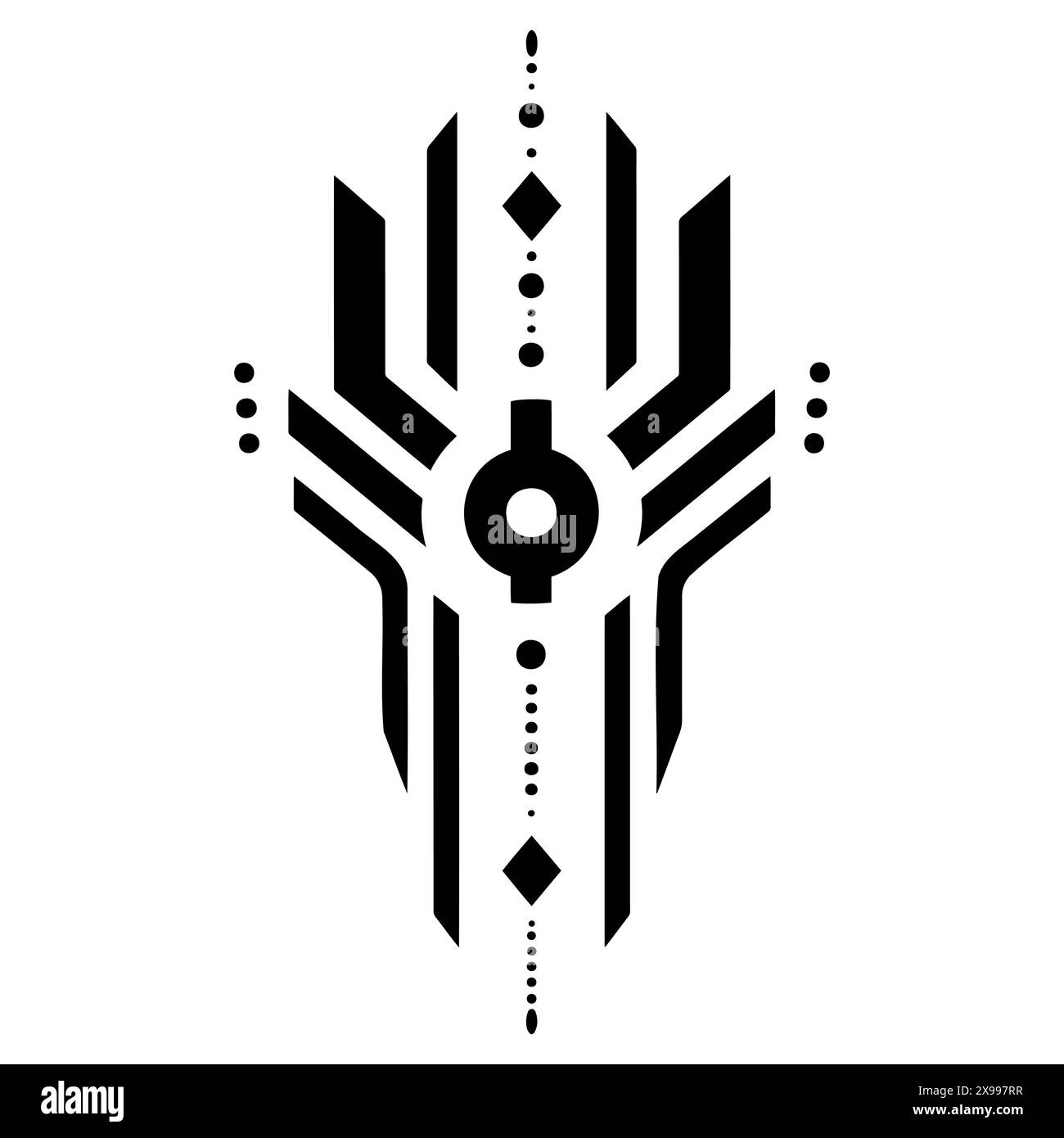 Digital Nexus Abstract Cybernetic Symbol in Monochrome Vector Logo ...