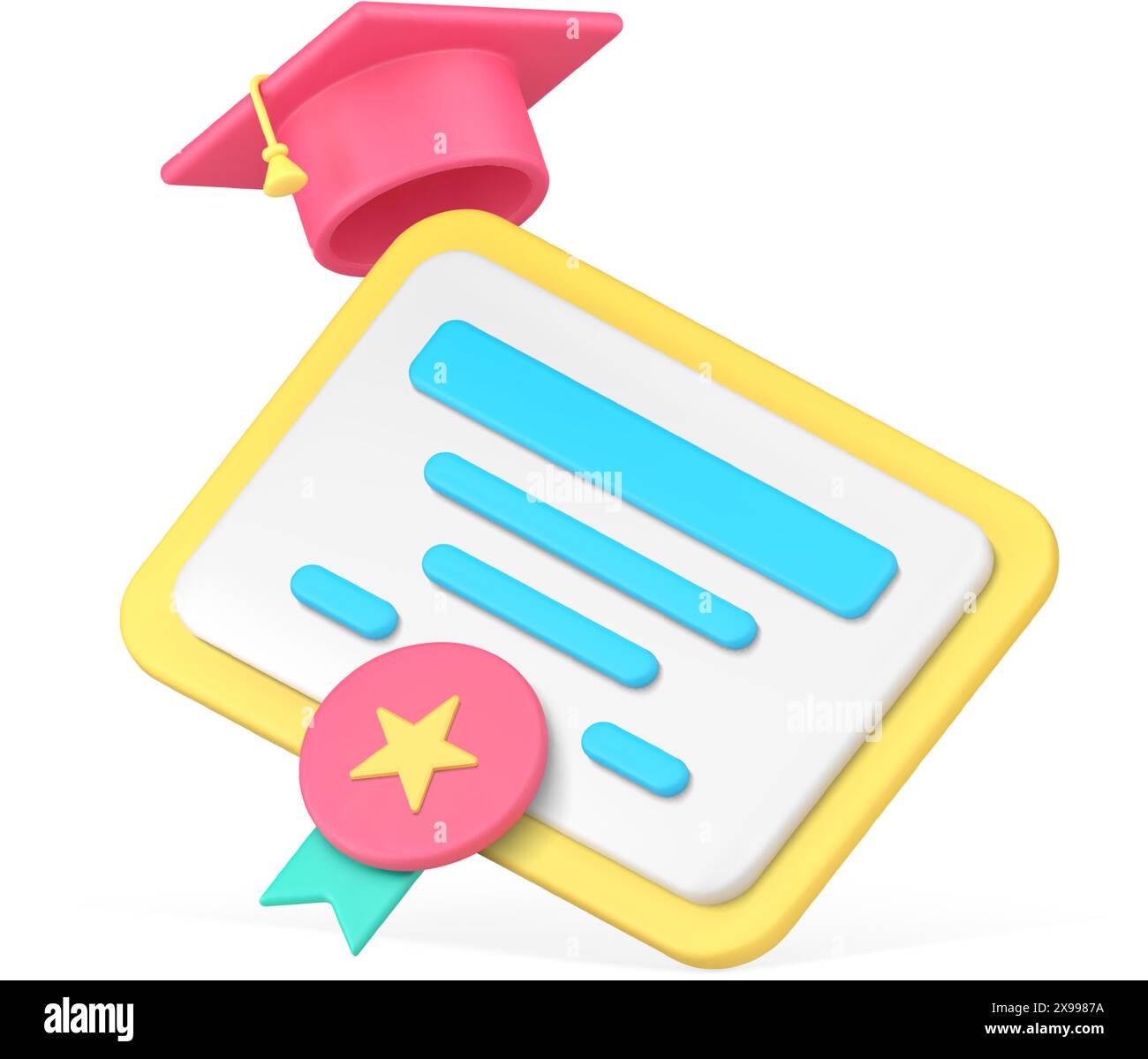 Graduation diploma certificate with medal and cap educational ...
