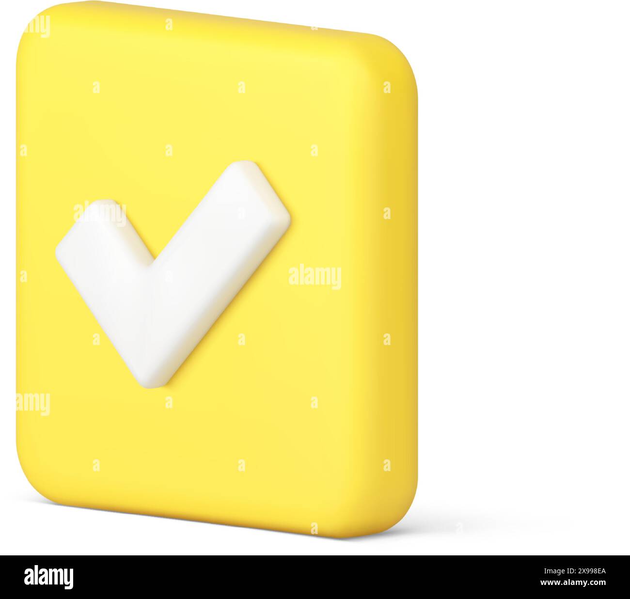 Checkmark checkbox check mark done accept yellow button isometric 3d ...