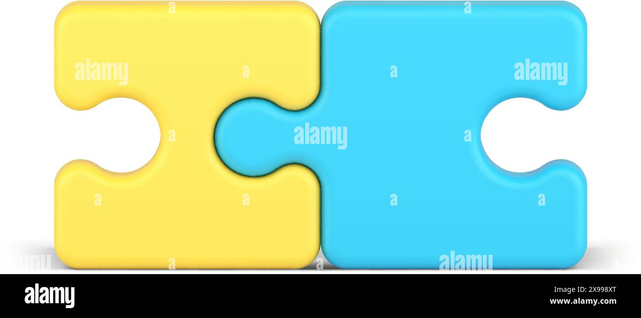 Puzzle details join assembling success match collaboration partnership 3d icon realistic vector ...
