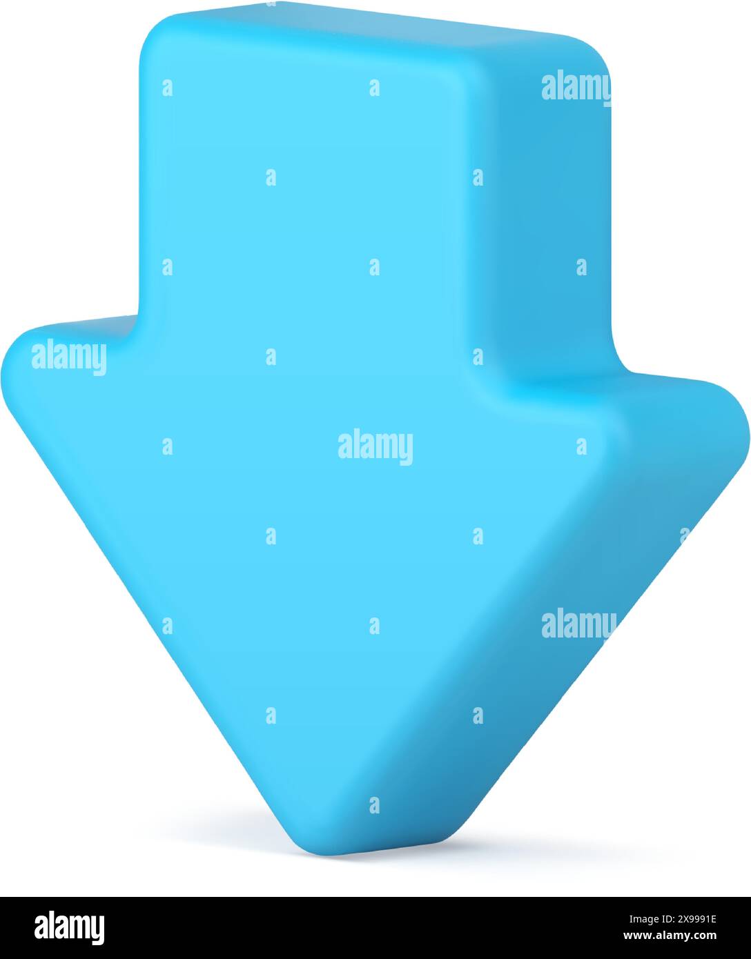 Down arrow pointer downward navigation isometric button blue 3d icon ...