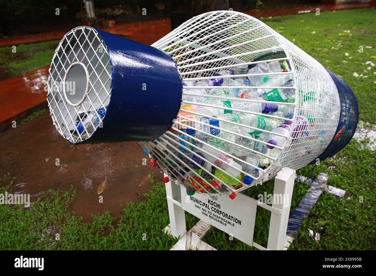 A bottle shaped metal container placed at a public place in Kochi to ...