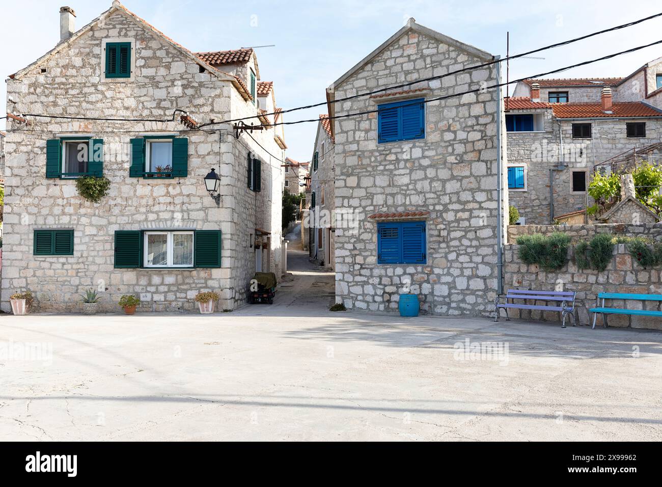 Traditional old stone houses in a small picturesque village of a Prvic ...