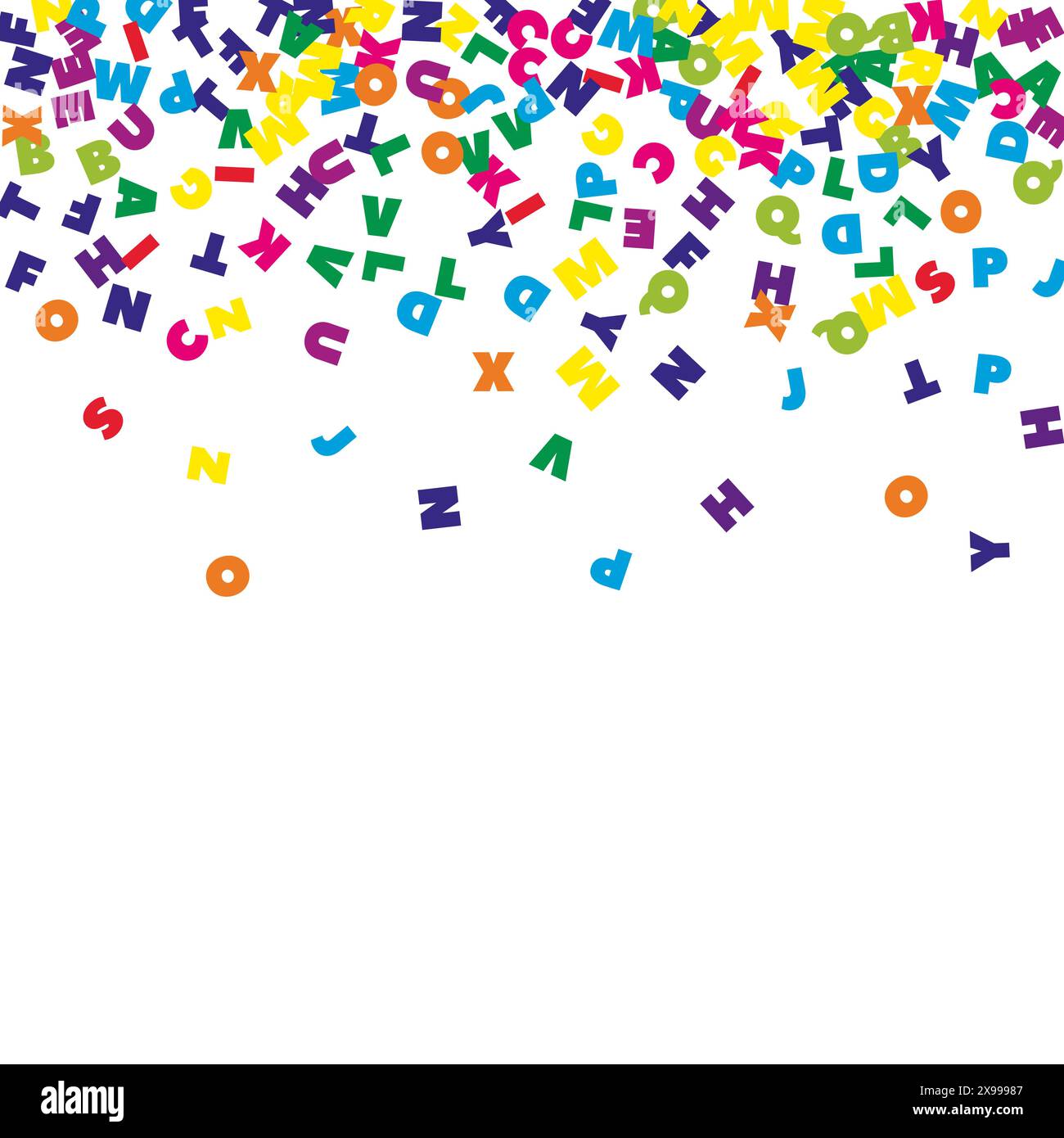 Flying latin letters. Colorful childish scattered charachters of ...