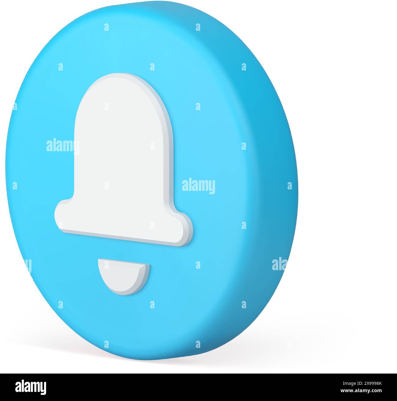 Notification sound alert signal reminder ring bell blue circle button ...