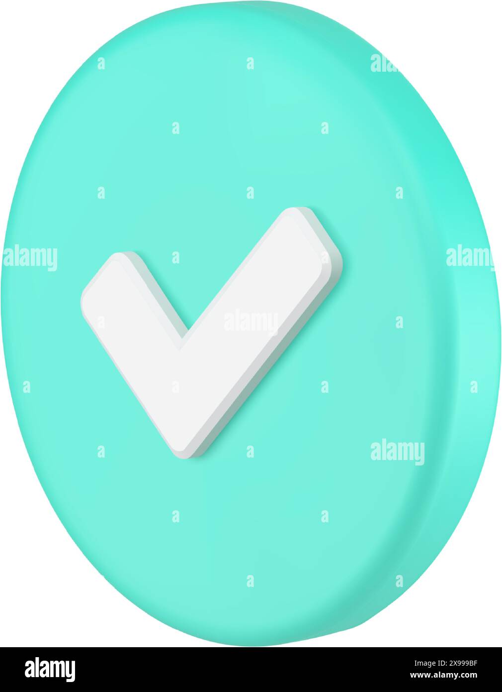 Checkmark done complete green circle button positive choice success accept isometric 3d icon ...