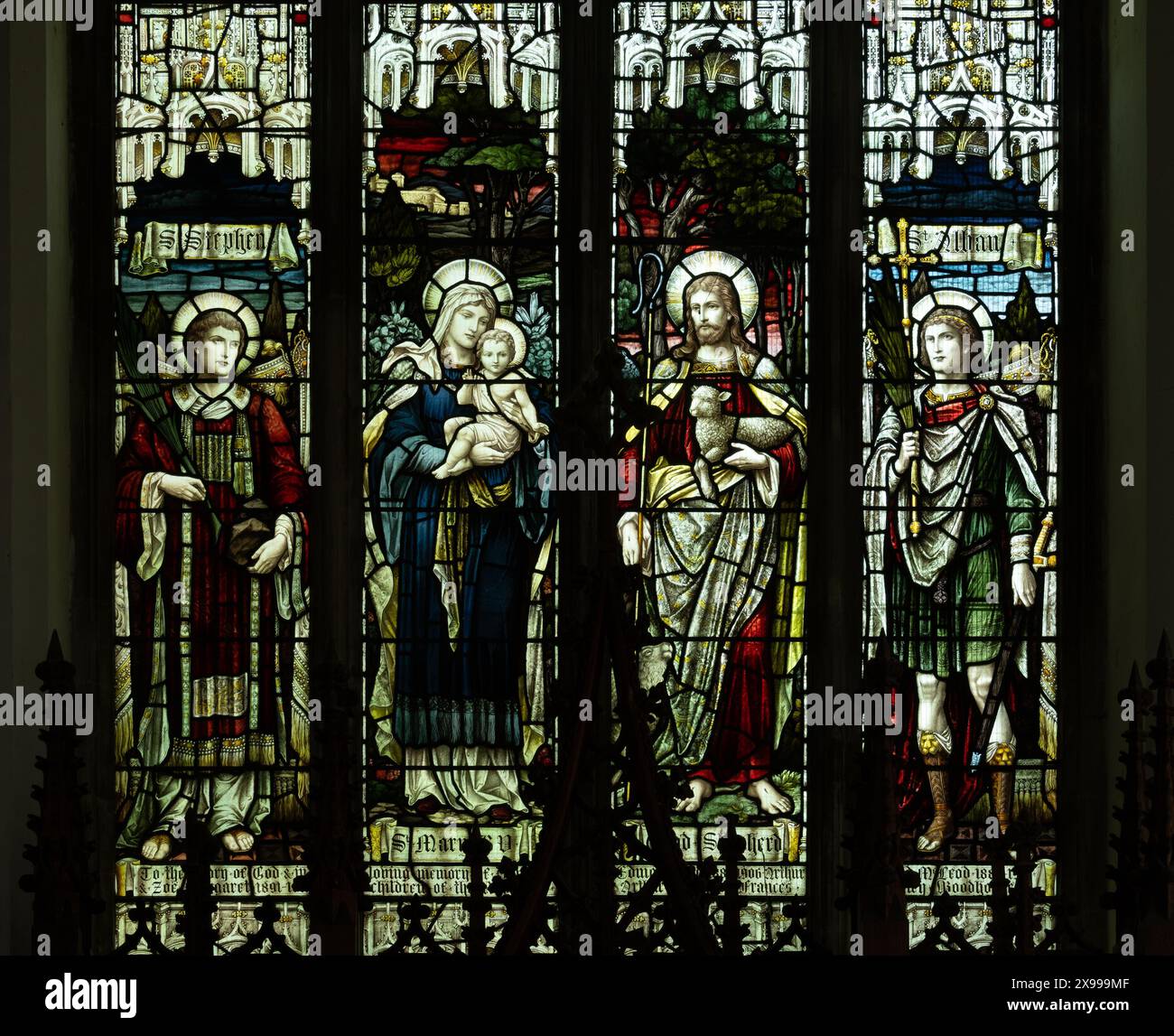 The east window, St. Mary`s Church, Grendon, Northamptonshire, England ...