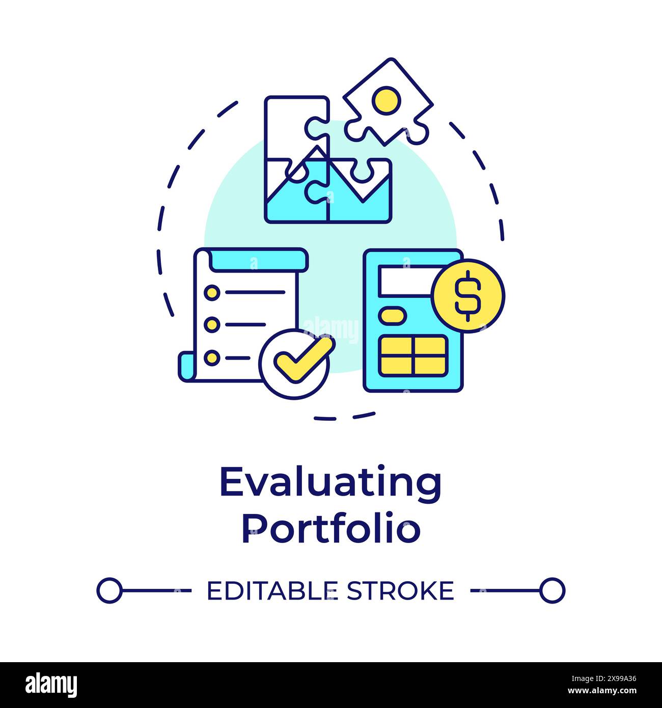 Evaluating portfolio multi color concept icon Stock Vector Image & Art ...