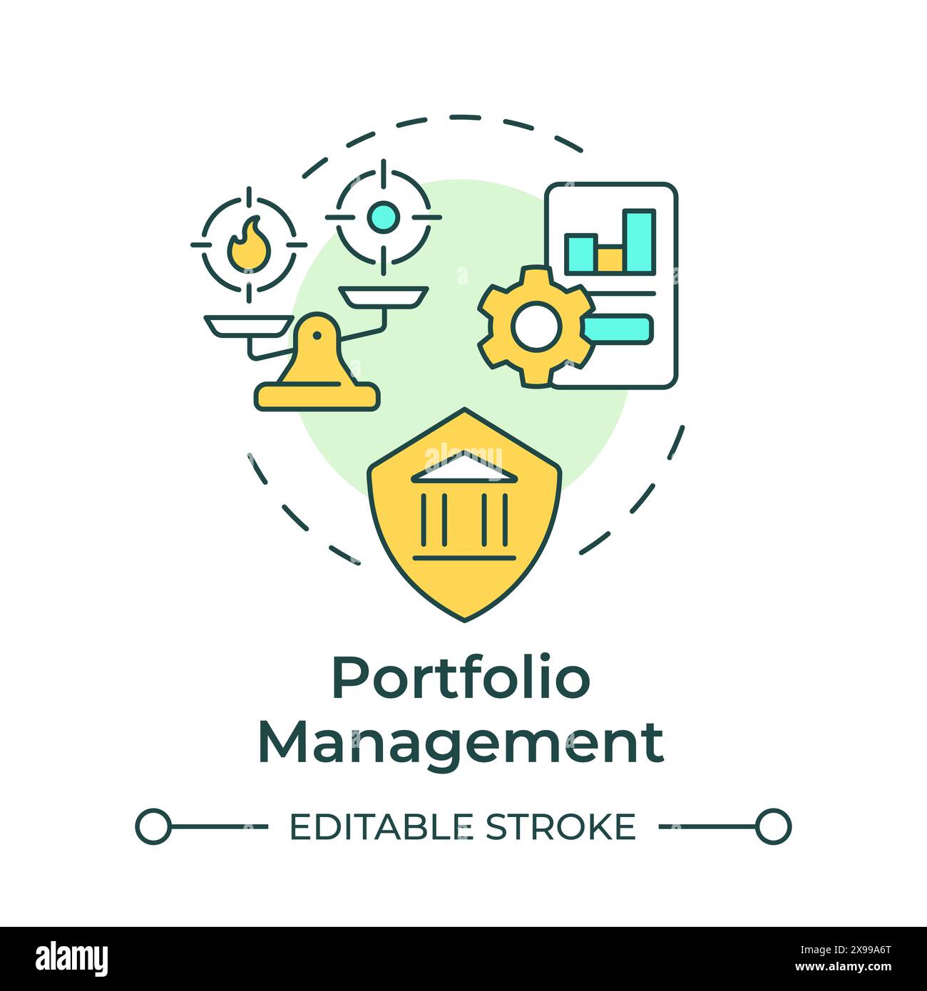 Portfolio management instruments multi color concept icon Stock Vector ...