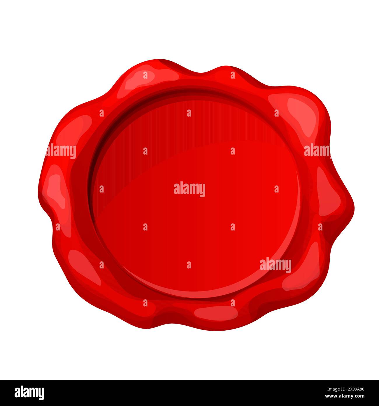 Postage red wax seal, round stamp sign empty for diploma or certificate ...