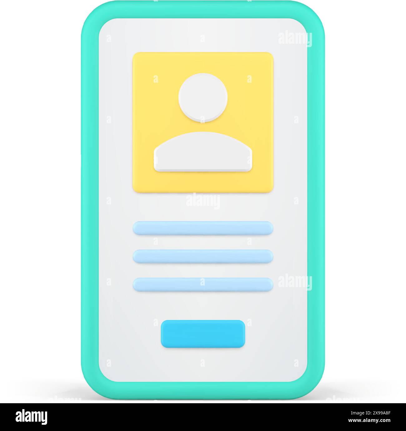 Smartphone app user mainpage homepage personal account authorization 3d ...