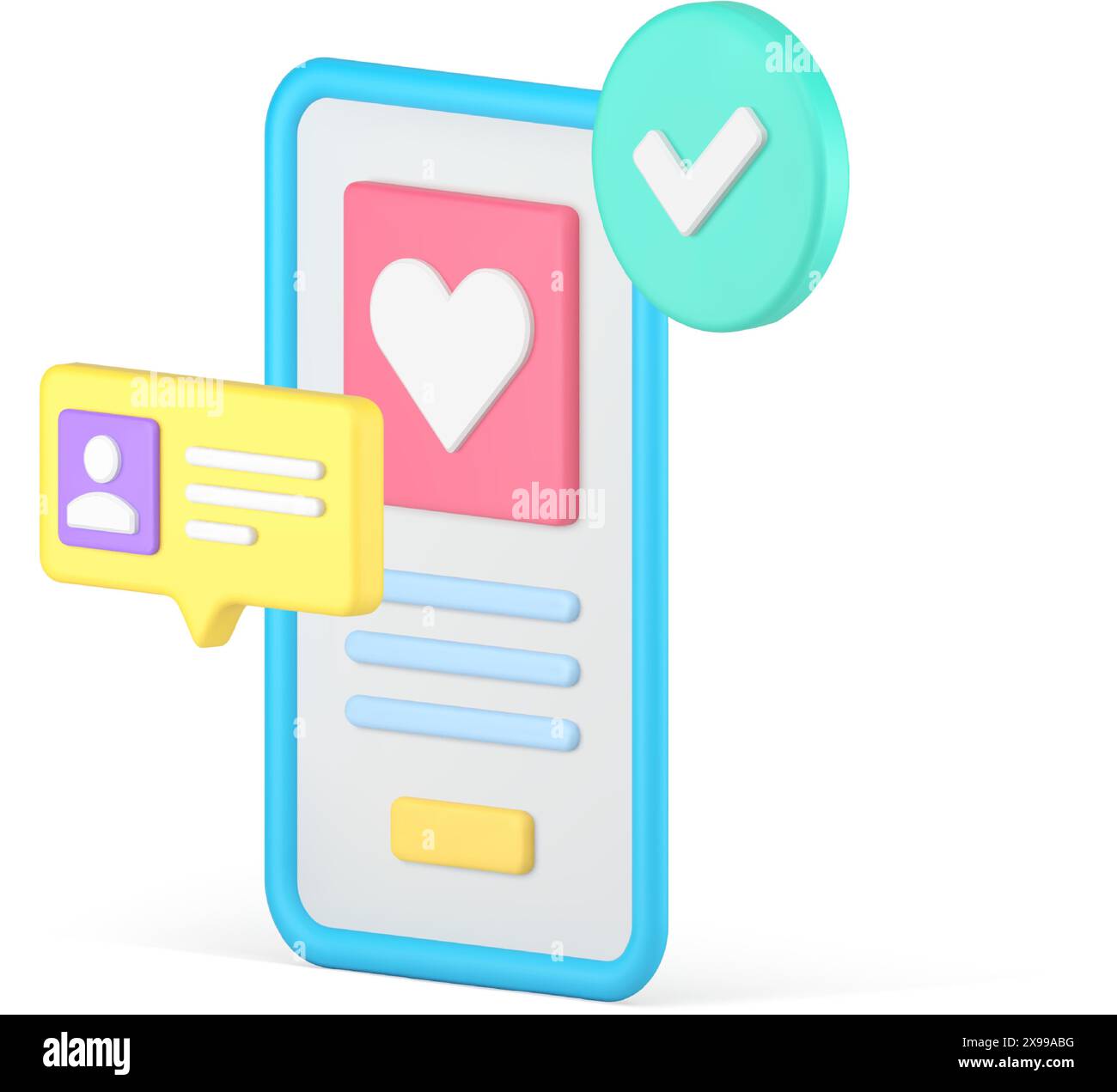 Mobile date application personal profile chat identification isometric ...
