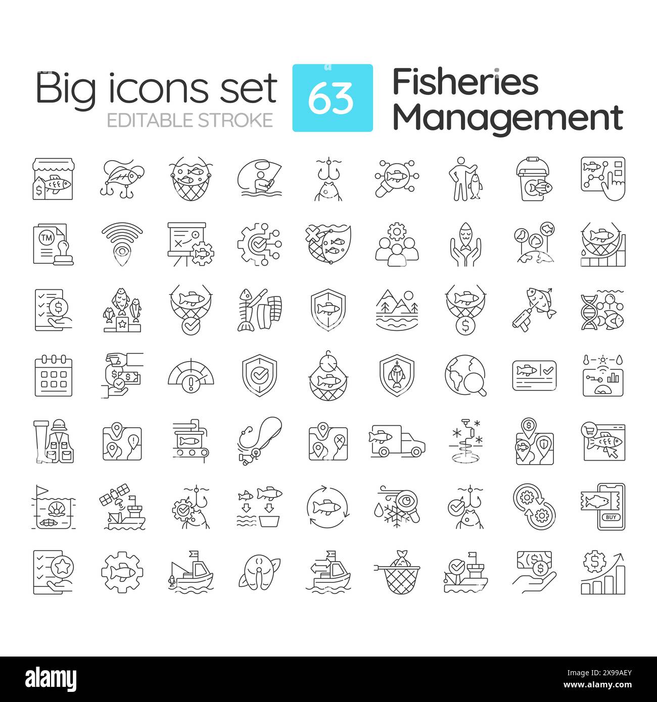 Fisheries management linear icons set Stock Vector Image & Art - Alamy