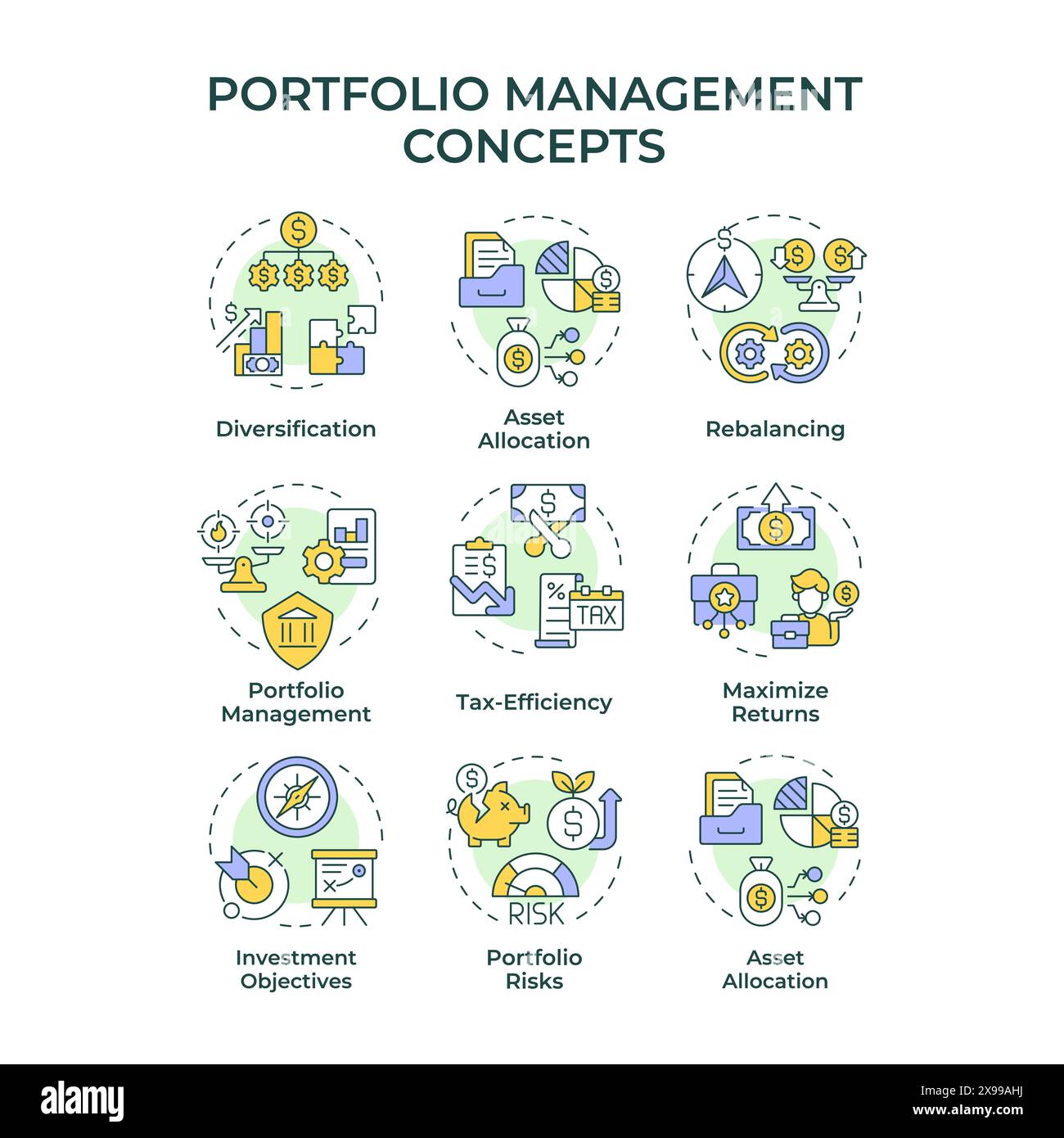 Portfolio management multi color concept icons Stock Vector Image & Art ...