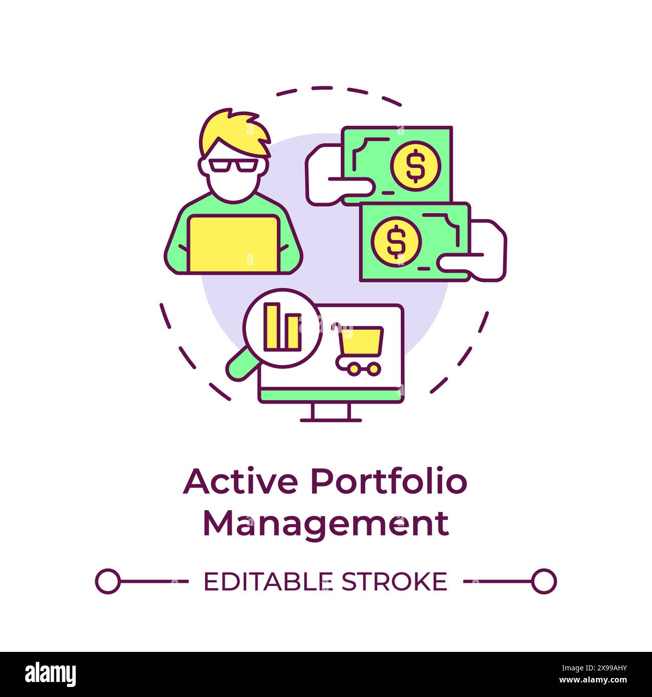 Active portfolio management multi color concept icon Stock Vector Image ...