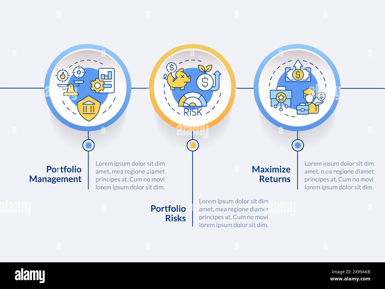Portfolio organization benefits circle infographic template Stock ...