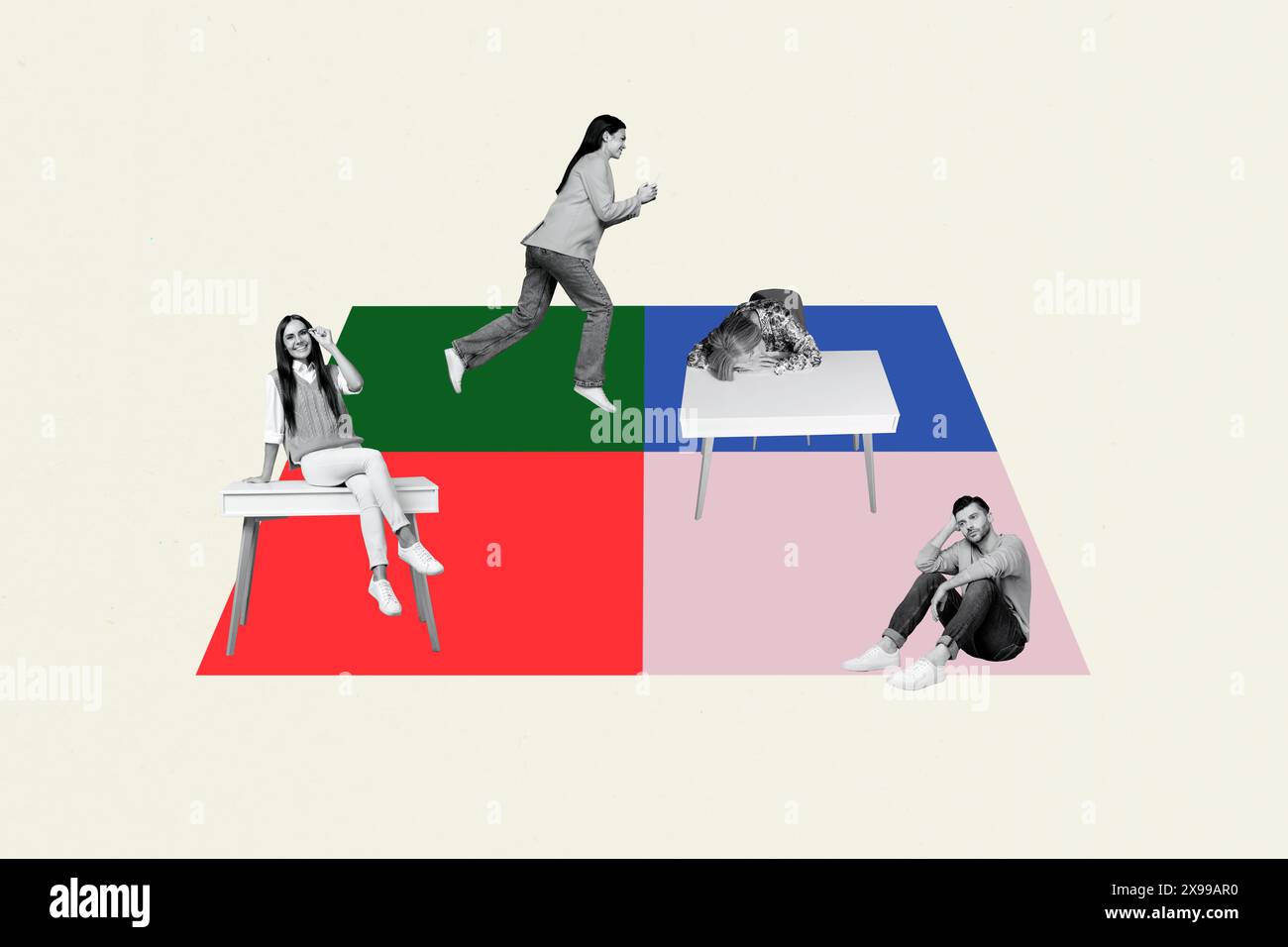 Creative image collage teamwork cooperation cowork colleagues project ...