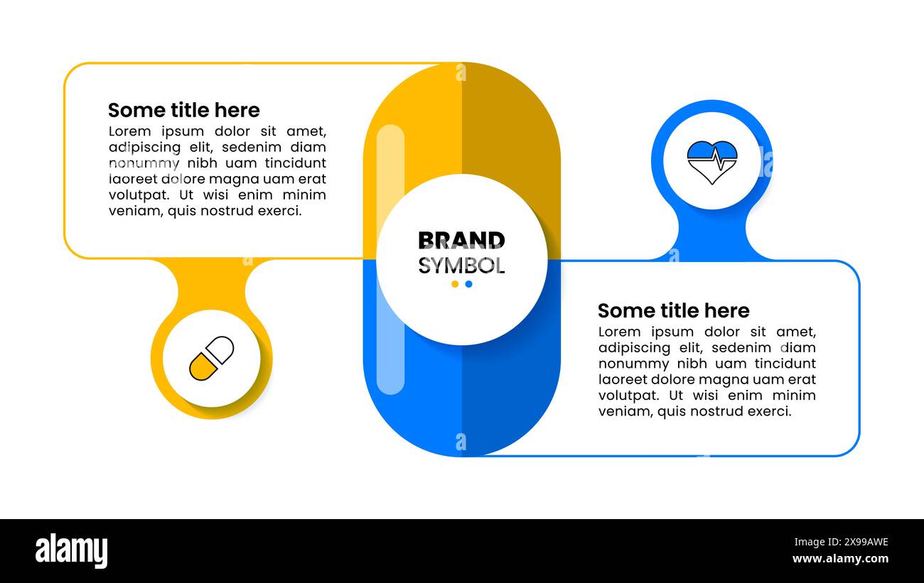 Infographic template with icons and 2 options or steps. Pill. Can be ...