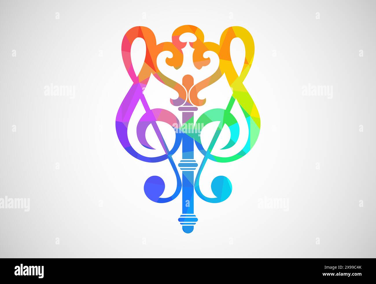Music with key vector logo and icon. Musical theme flat design template ...