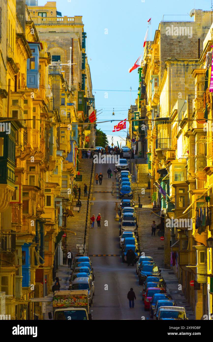 A street scene in Valletta, Malta Stock Photo - Alamy