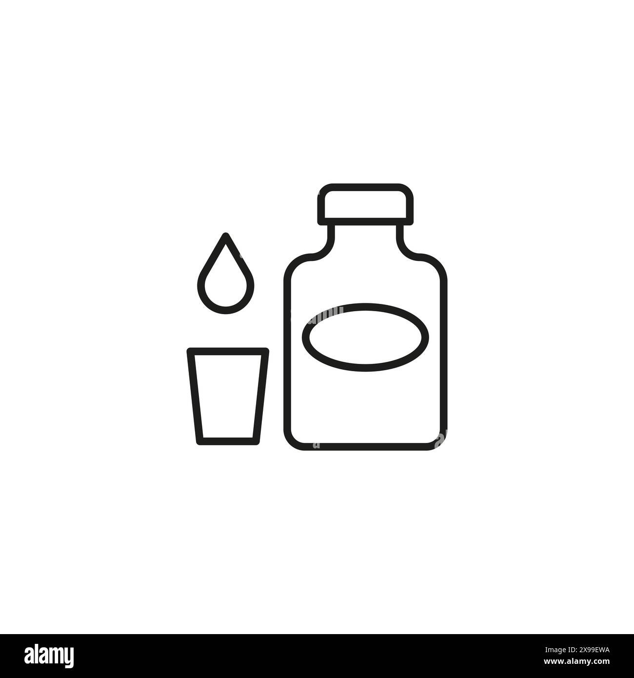 Water bottle and glass Vector icon. Hydration symbol with drop. Drink ...