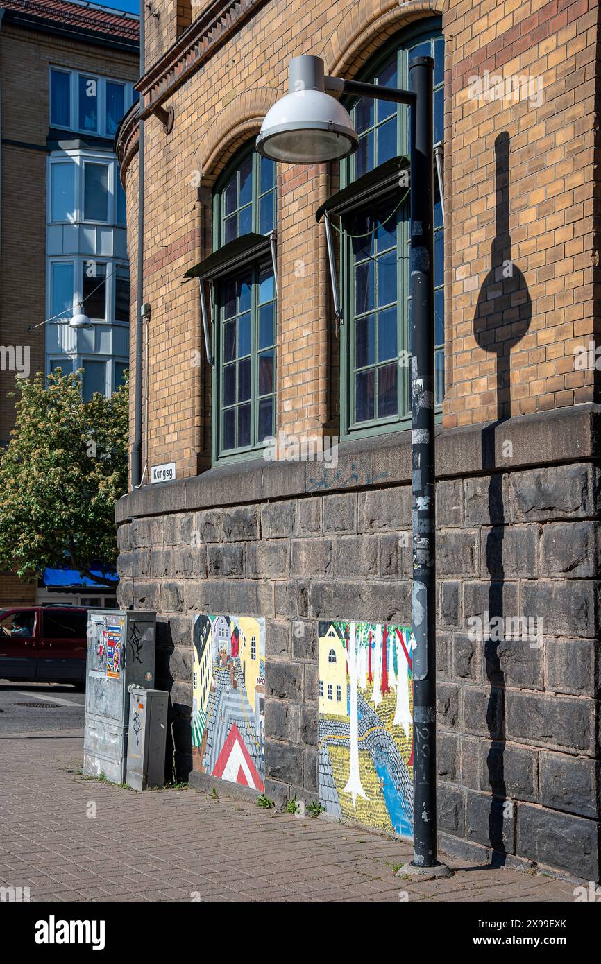 Detail of cultural block Hallarna (The Halls) in Norrköping. This old ...