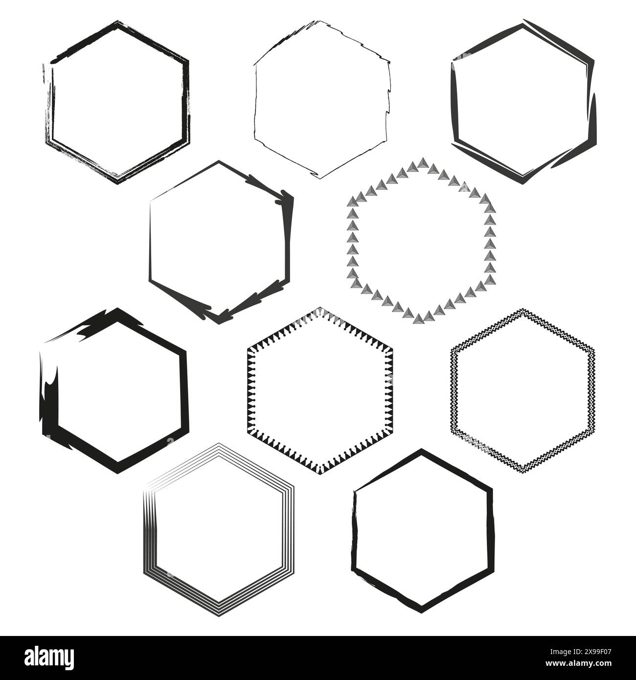 Hexagonal frame set. Decorative border designs. Vector graphic ...