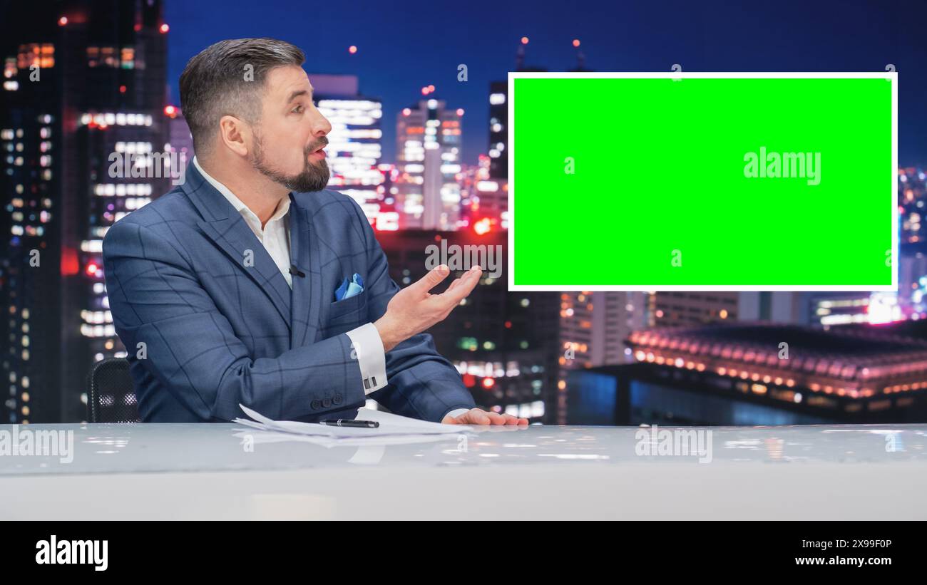 Late Night TV Talk Show Live News Program: Anchorman Presenter ...