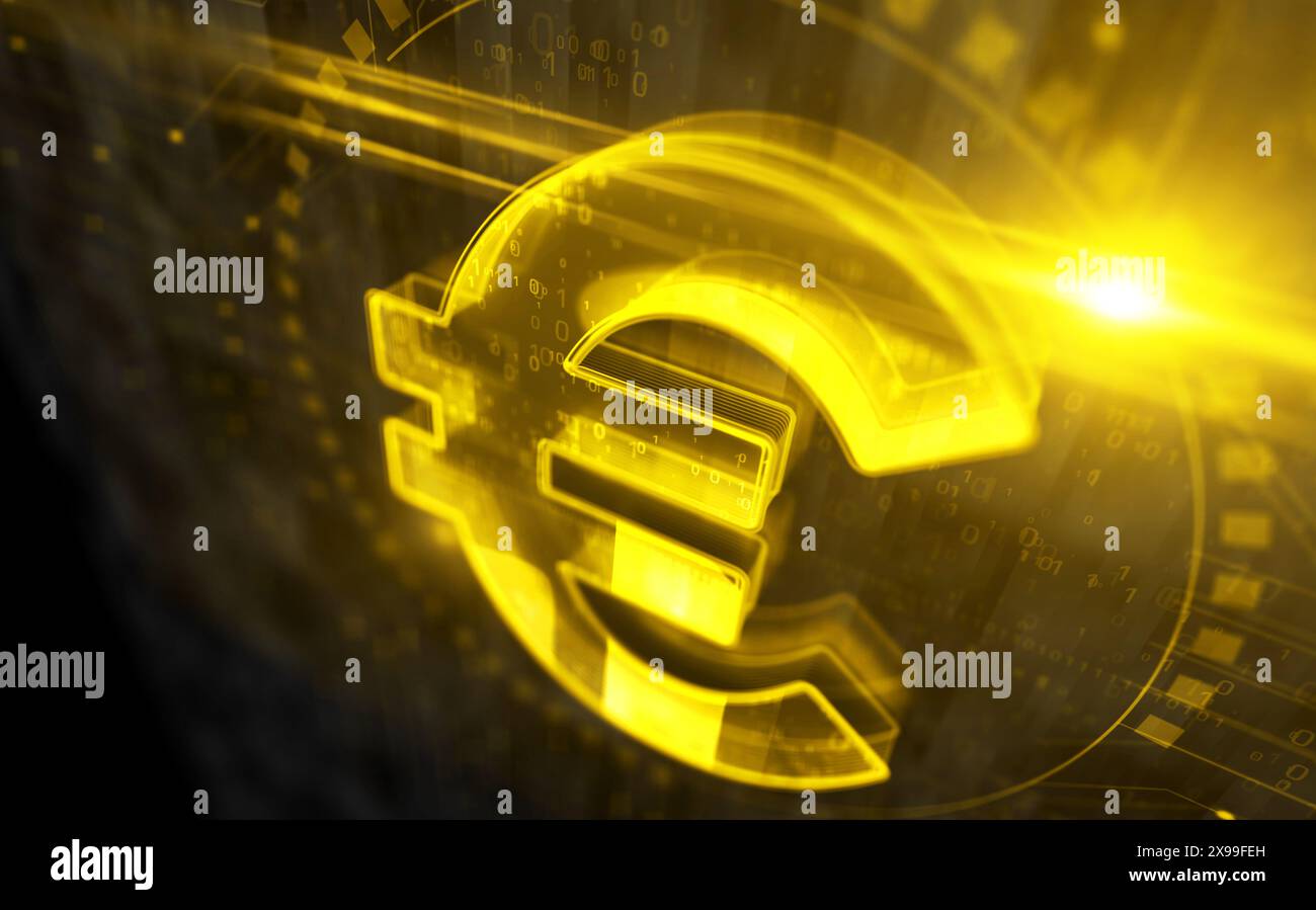 Euro money EUR finance symbol digital concept. Network, cyber ...