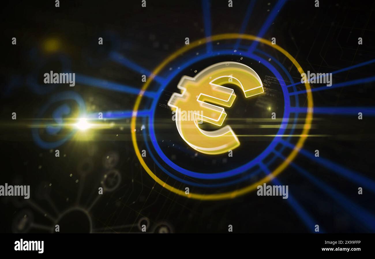 Euro money EUR finance symbol digital concept. Network, cyber ...