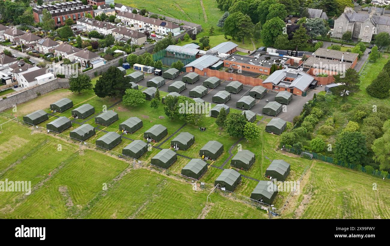 General views of tented accommodation for international protection ...