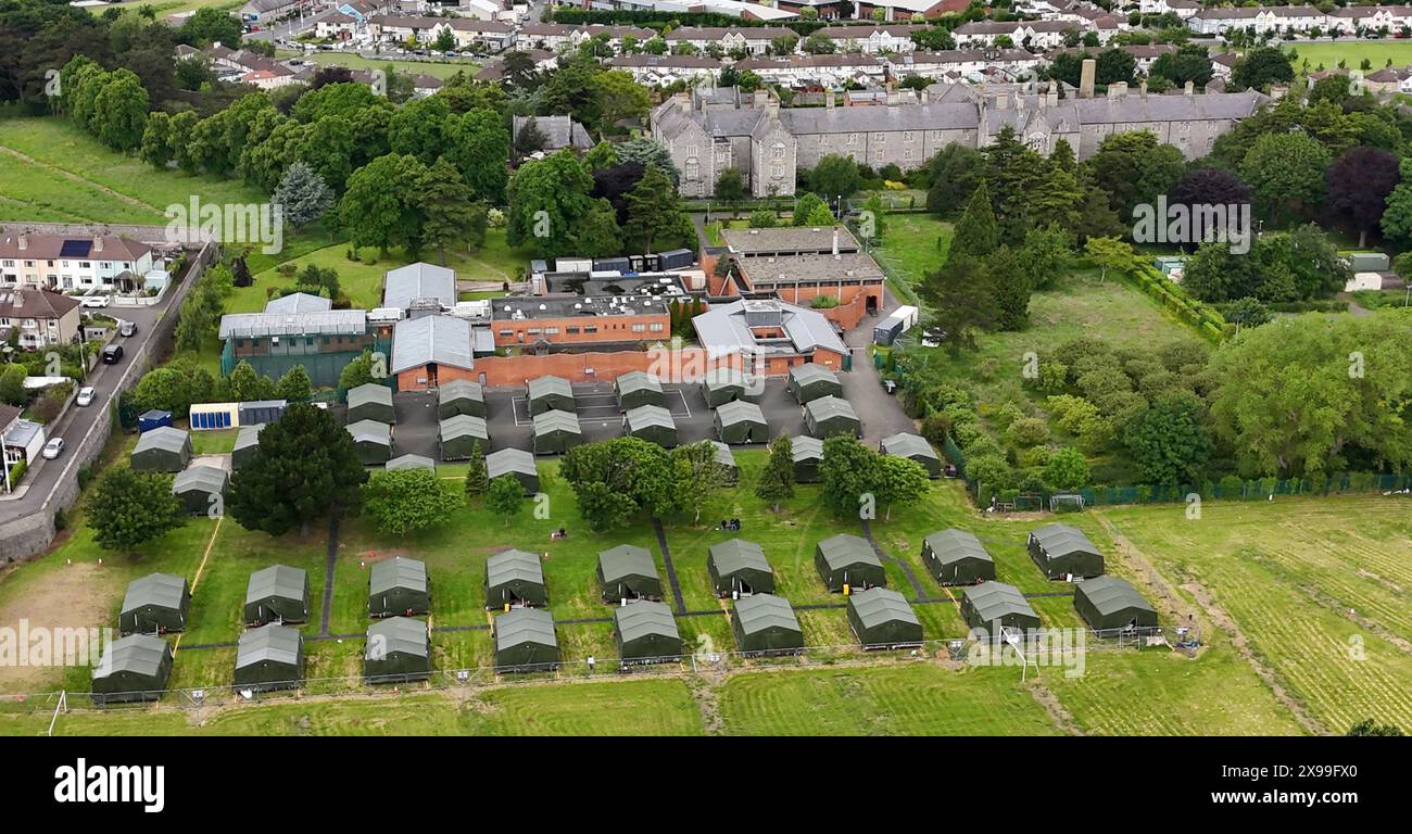 General views of tented accommodation for international protection ...