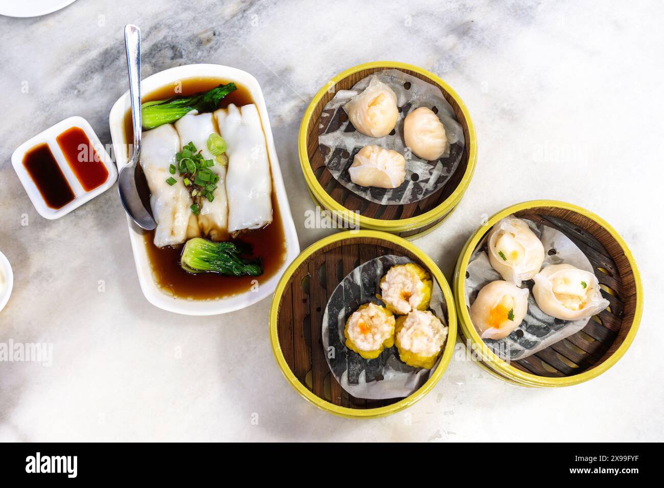 Cantonese Chinese Dim sum Food Menu with Dumplings of Shrimp and Pork ...