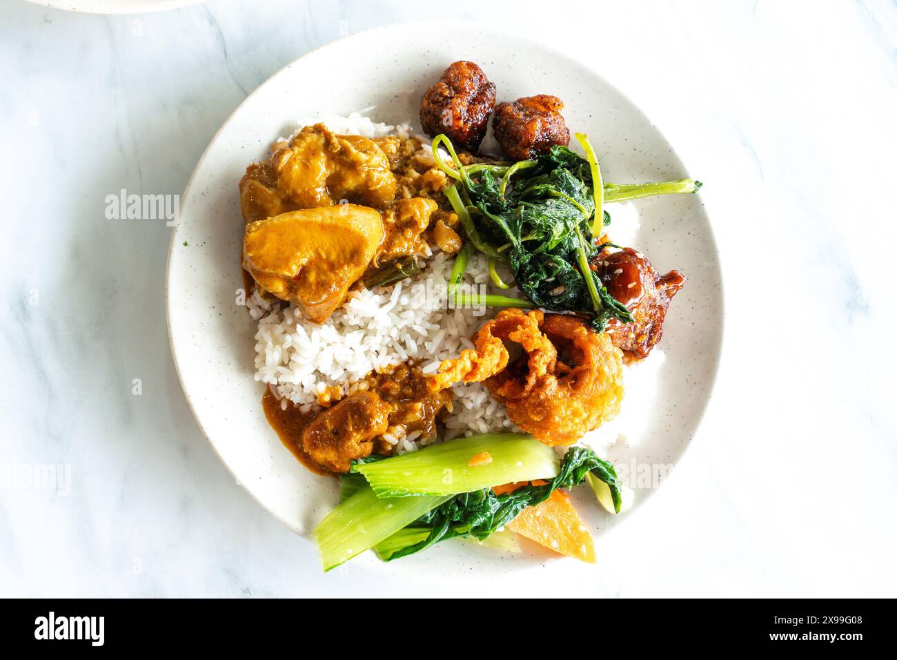 Malaysian Malay and Chinese Buffet Dinner Set with Spinach, Chicken ...