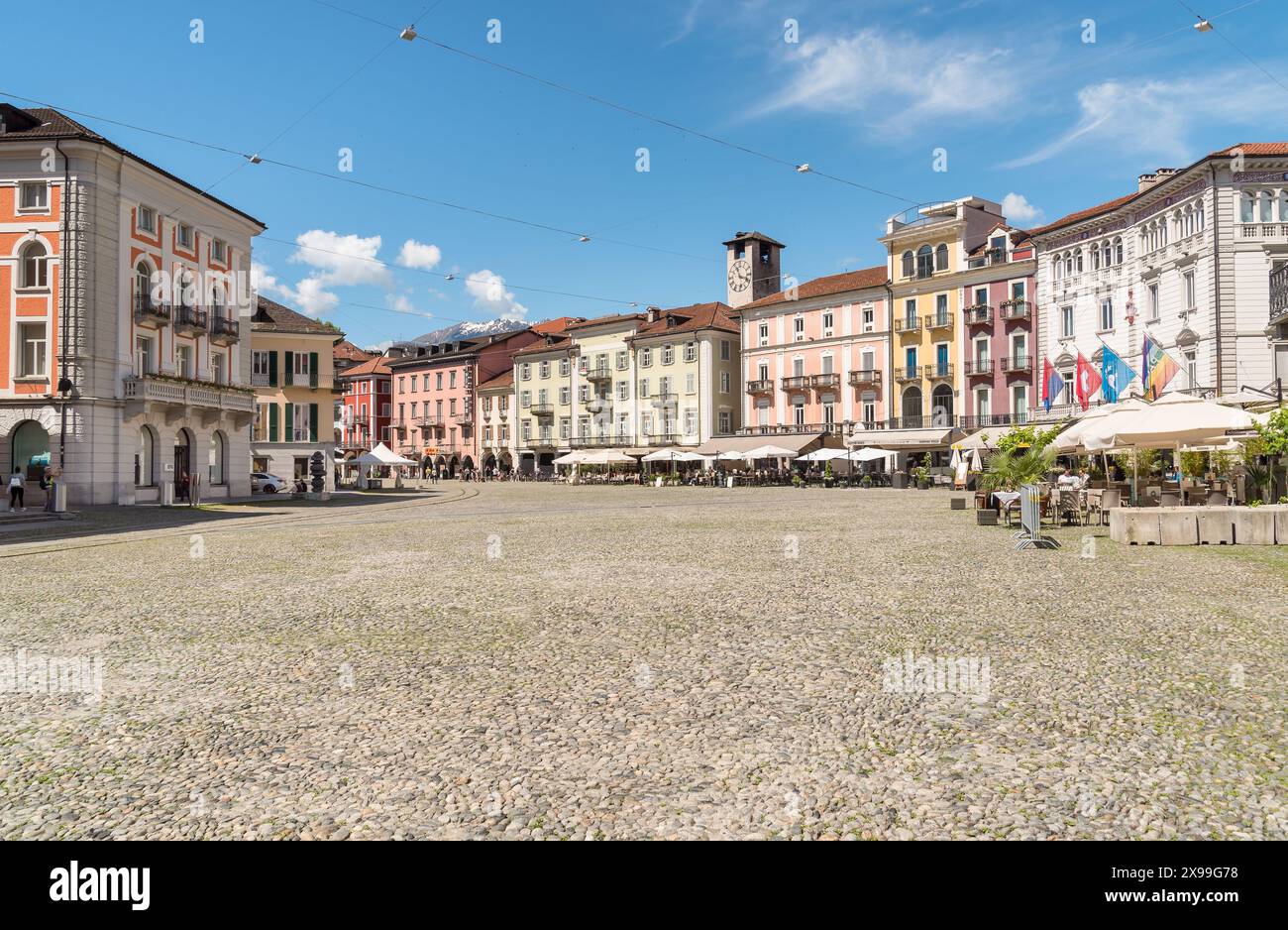 Locarno, Ticino, Switzerland - May 27, 2024: View of the famous Piazza ...