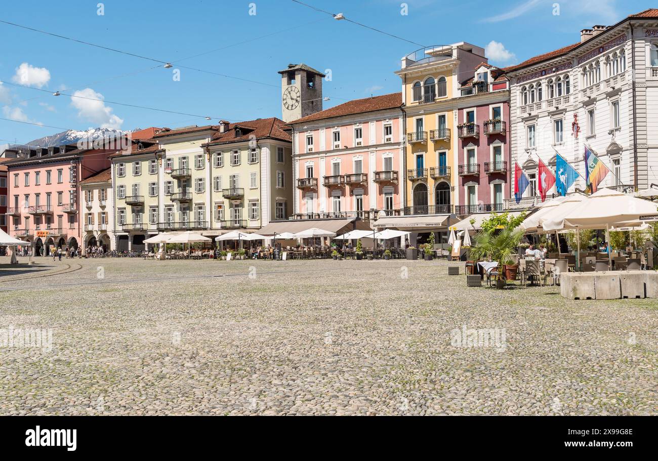 Locarno, Ticino, Switzerland - May 27, 2024: View of the famous Piazza ...