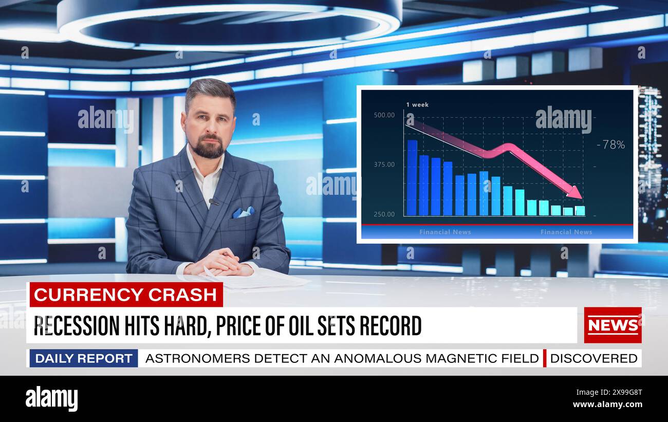 Tv news male anchorman talks hi-res stock photography and images - Alamy