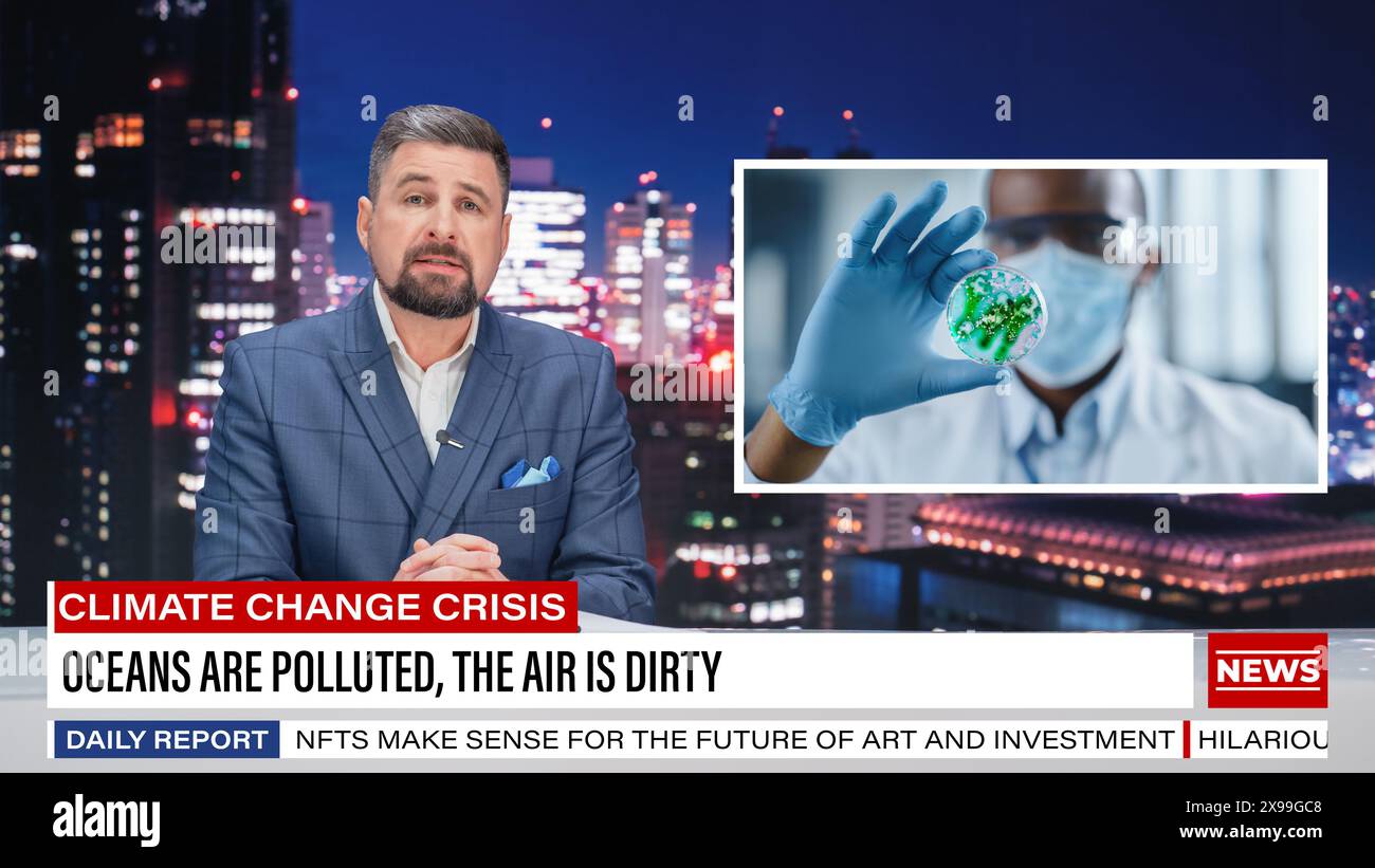 TV Live Report: Anchor Talks about Environment Pollution, Showing Video ...