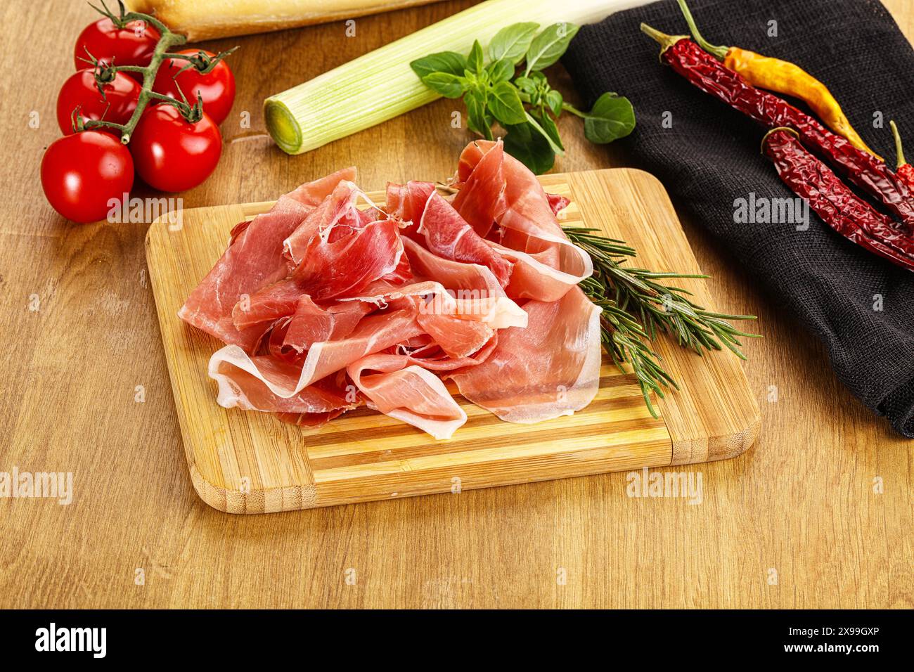 Spanish cuisine pork meat Jamon crudo Stock Photo - Alamy