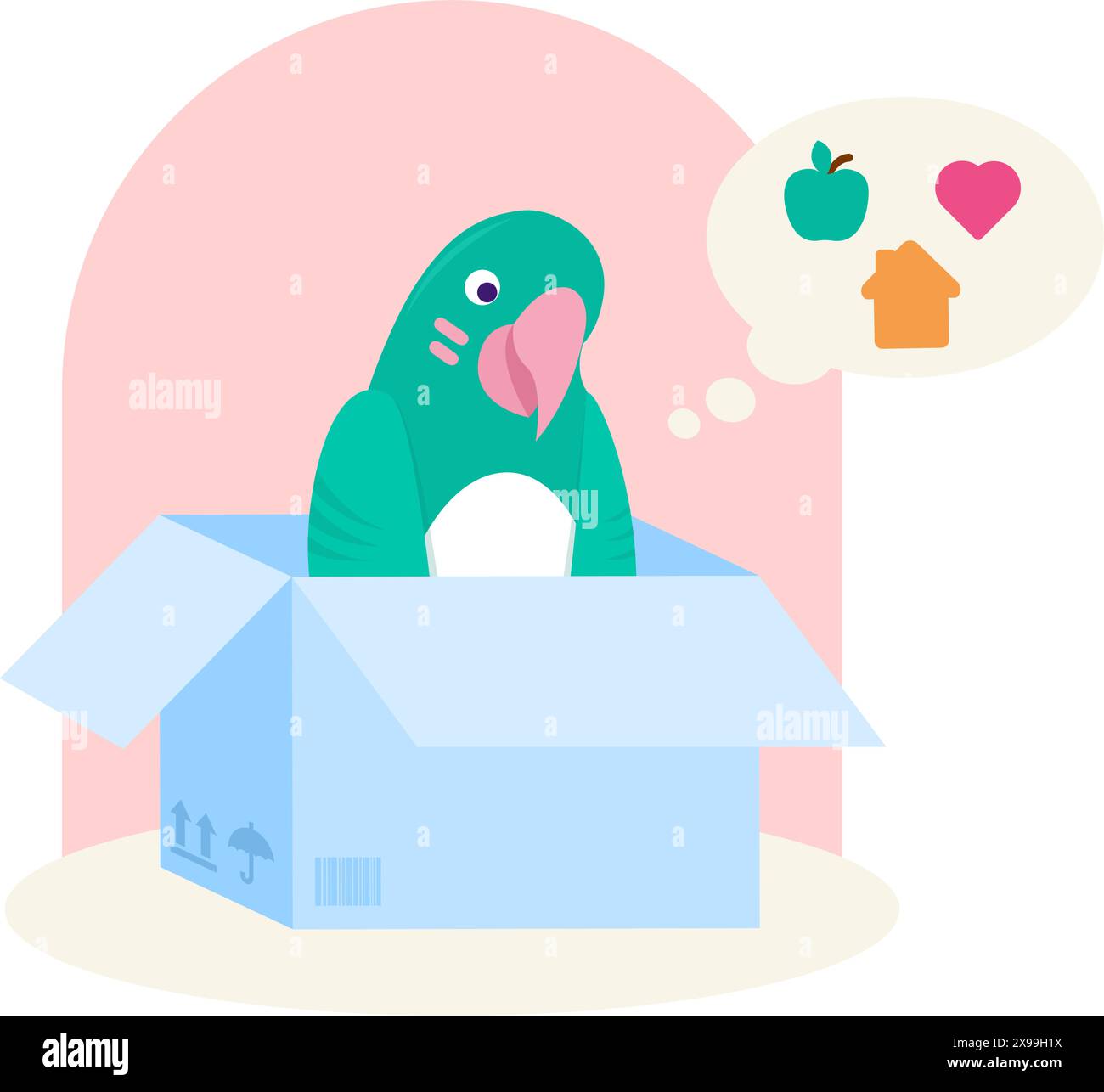 Cute Vector Cartoon Flat Outline Adopt Pet Parrot Concept Illustration ...
