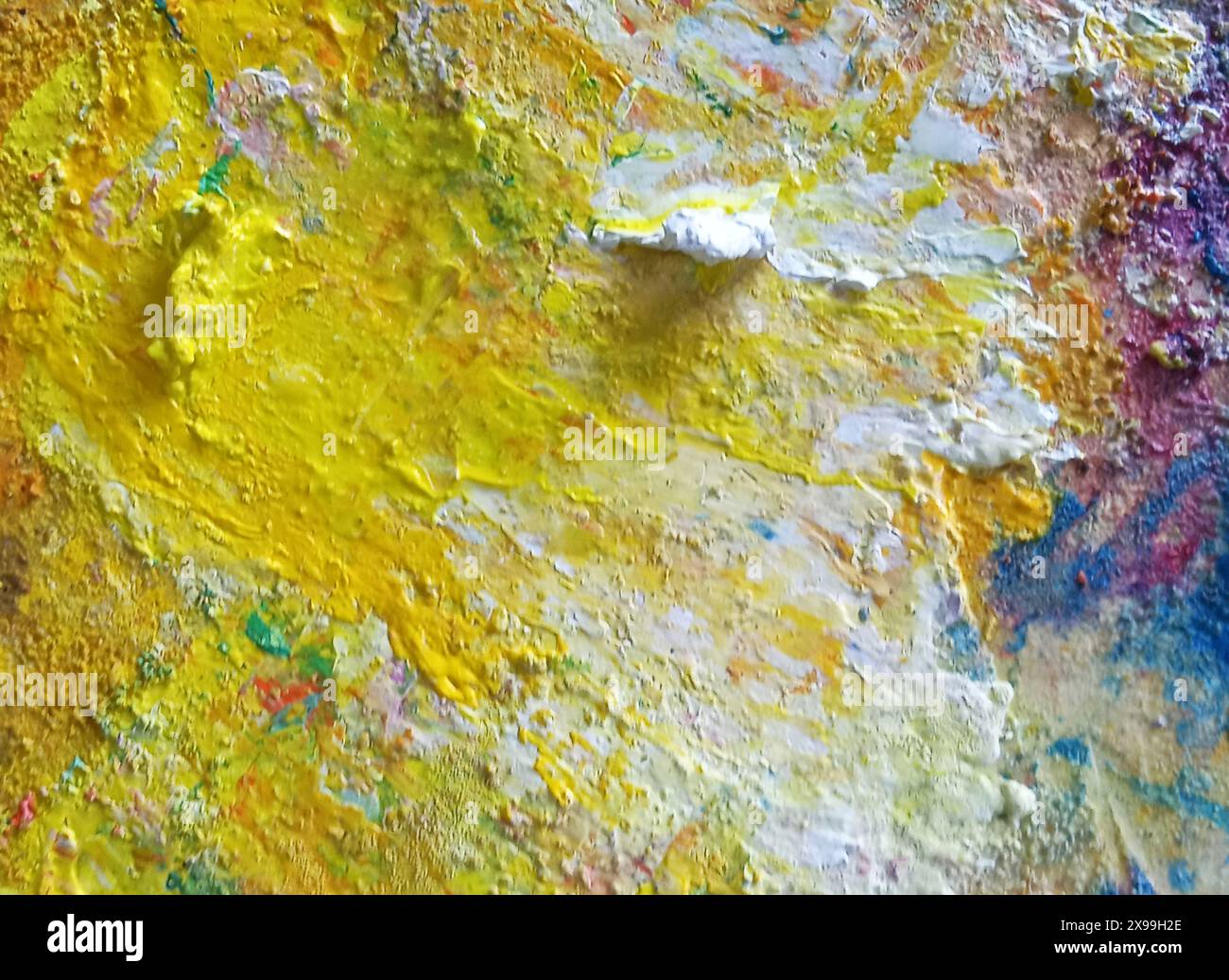 Oil paints mixed together on a palette for the background Stock Photo ...