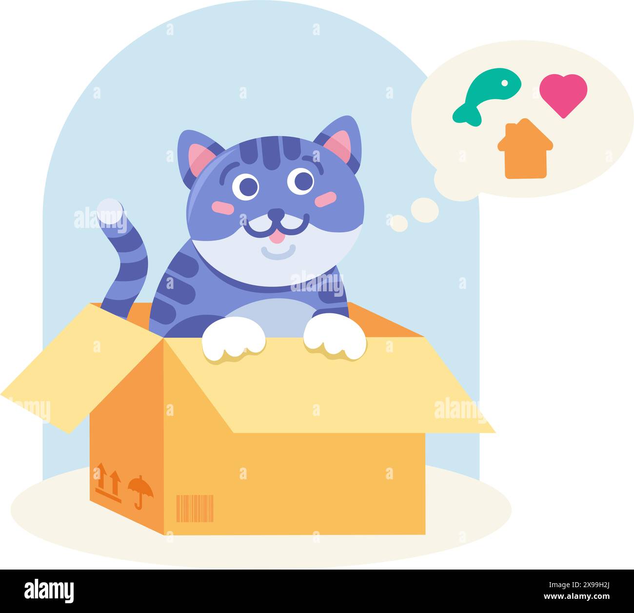 Cute Vector Cartoon Flat Outline Adopt Pet Cat Concept Illustration is ...