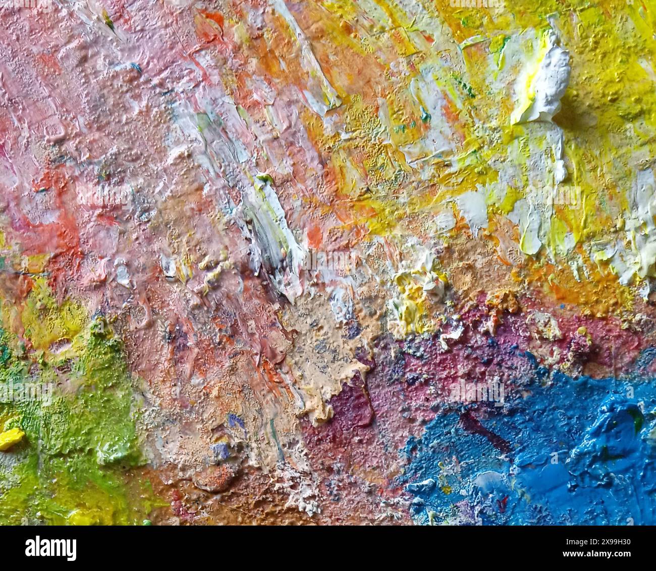 Oil paints mixed together on a palette for the background Stock Photo ...