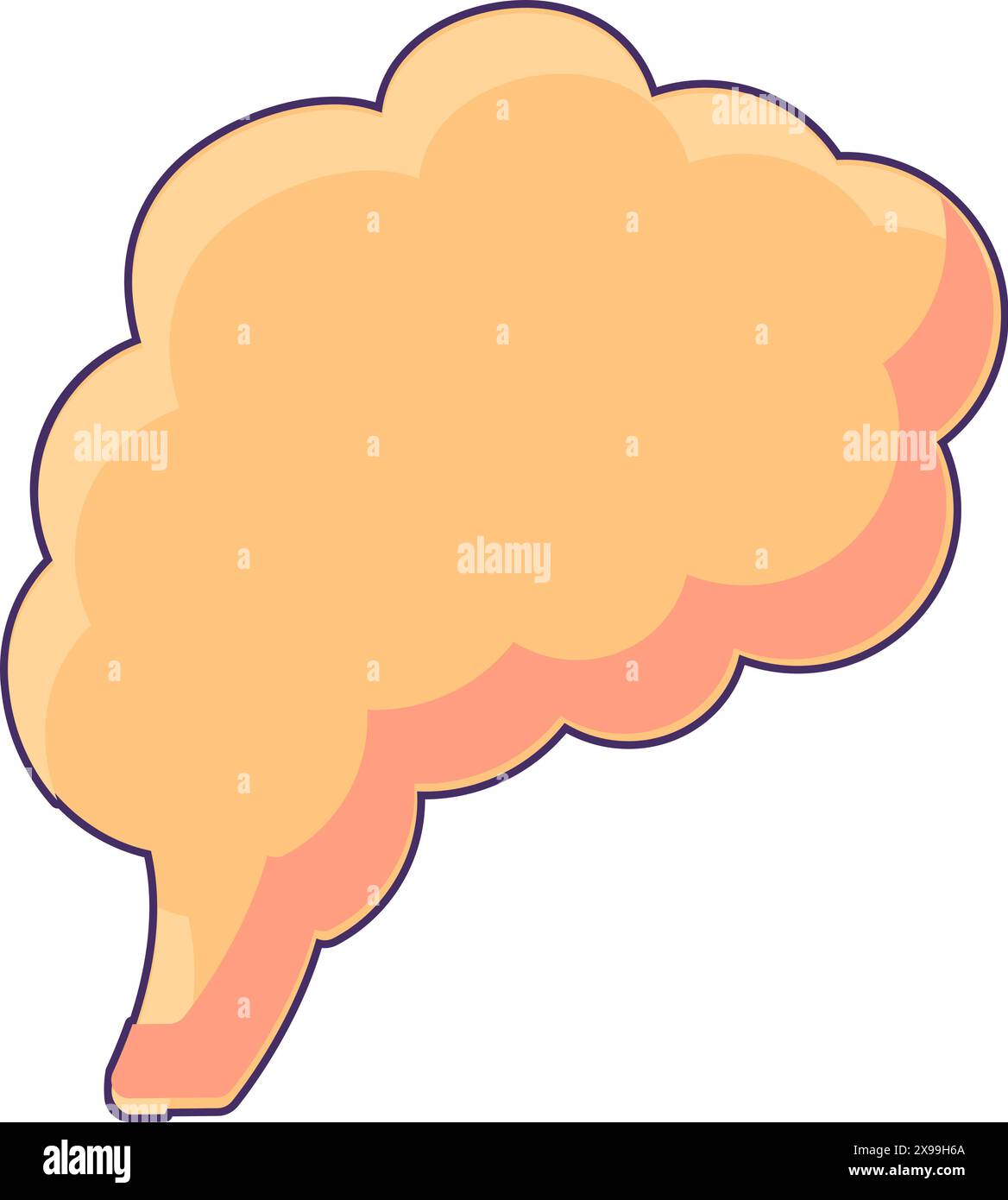 Human brain organ icon. Studying school anatomy, medical stroked ...
