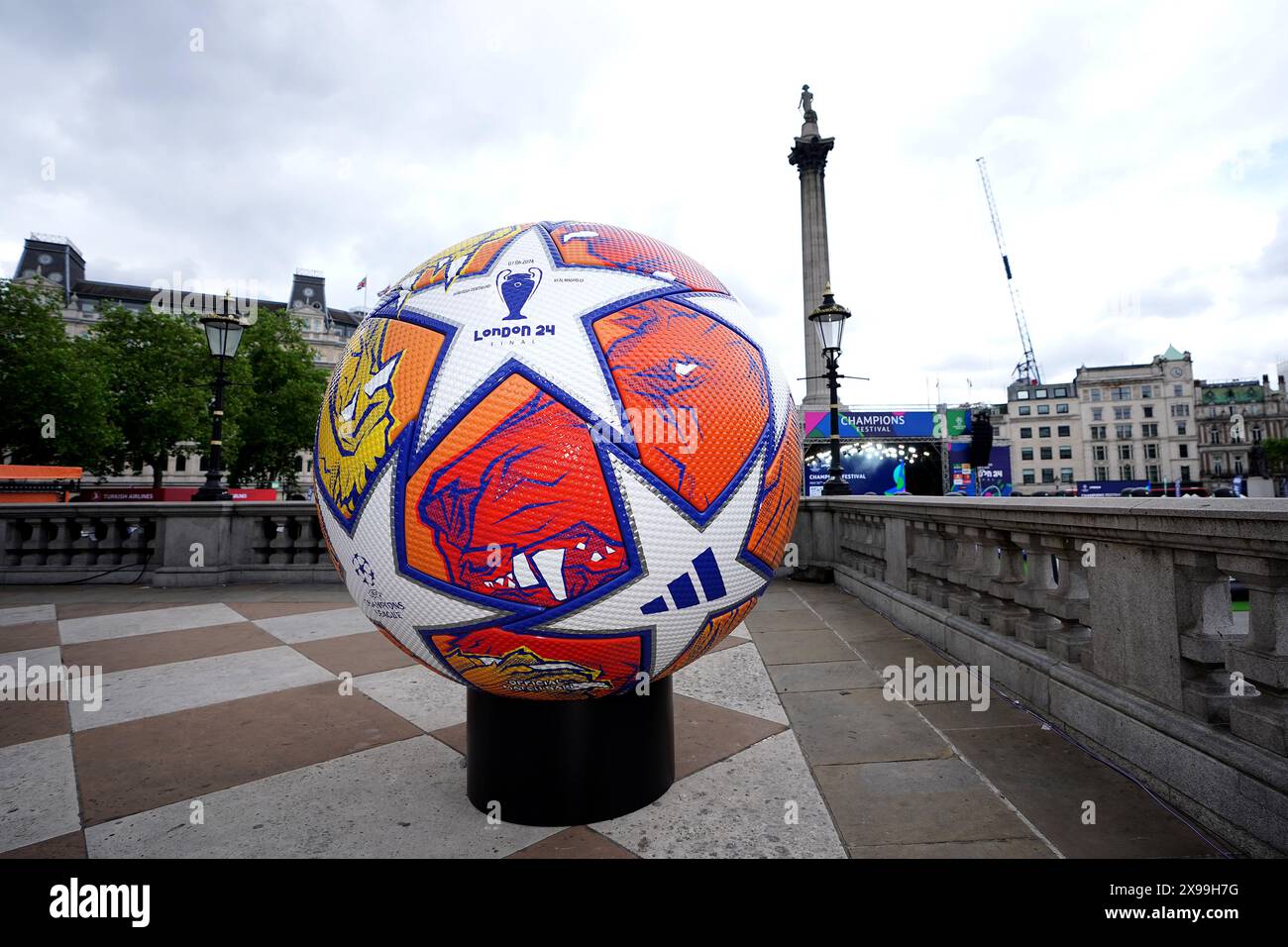 A general view of a replica football in Trafalgar Square on day one of ...