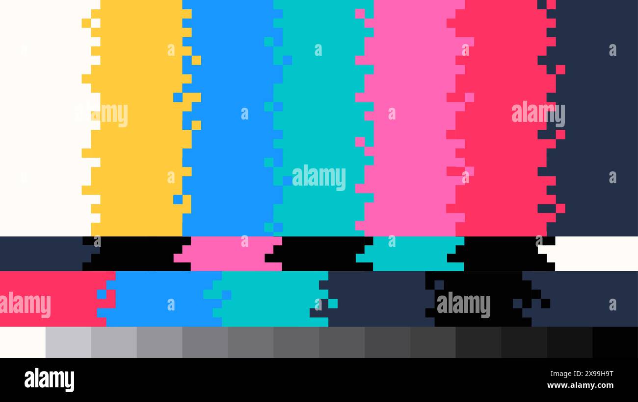 Retro-inspired color bars of a television test pattern. The bold ...